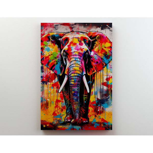 Simply Elefant Farbspritzer - Druck auf Leinwand ohne Rahmen | Wayfair.de